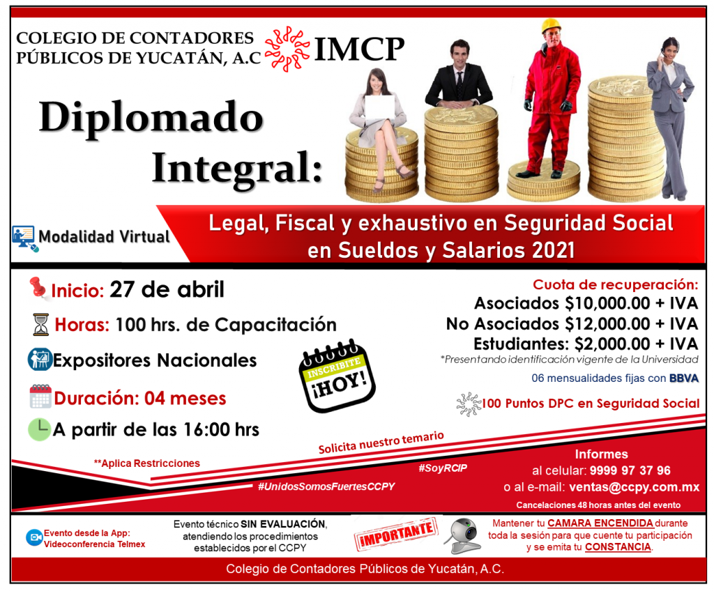Flyer del Diplomado en Sueldos y Salarios 2021 ORIGINAL - IMCP