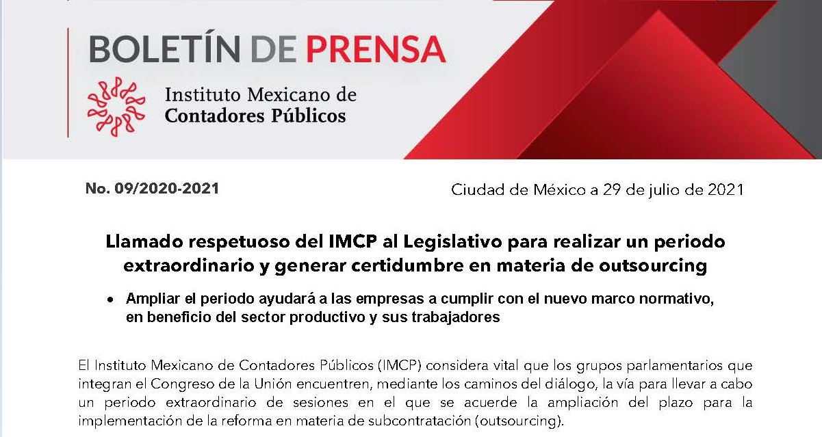 Boletines y comunicados de prensa IMCP Archivos - IMCP