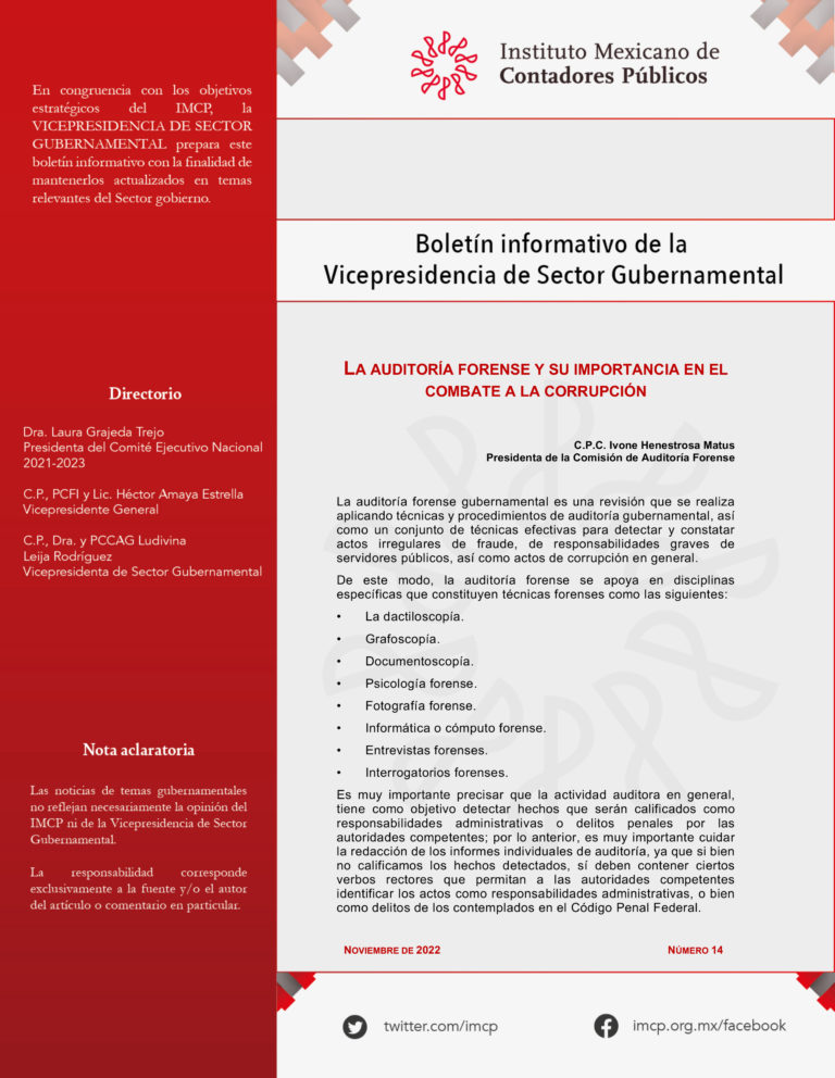 LA AUDITORÍA FORENSE Y SU IMPORTANCIA EN EL COMBATE A LA CORRUPCIÓN ...